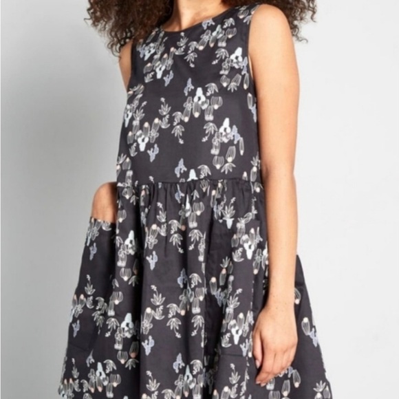 Modcloth | Dresses | Modcloth Cactus Black Sleeveless Dress Large ...